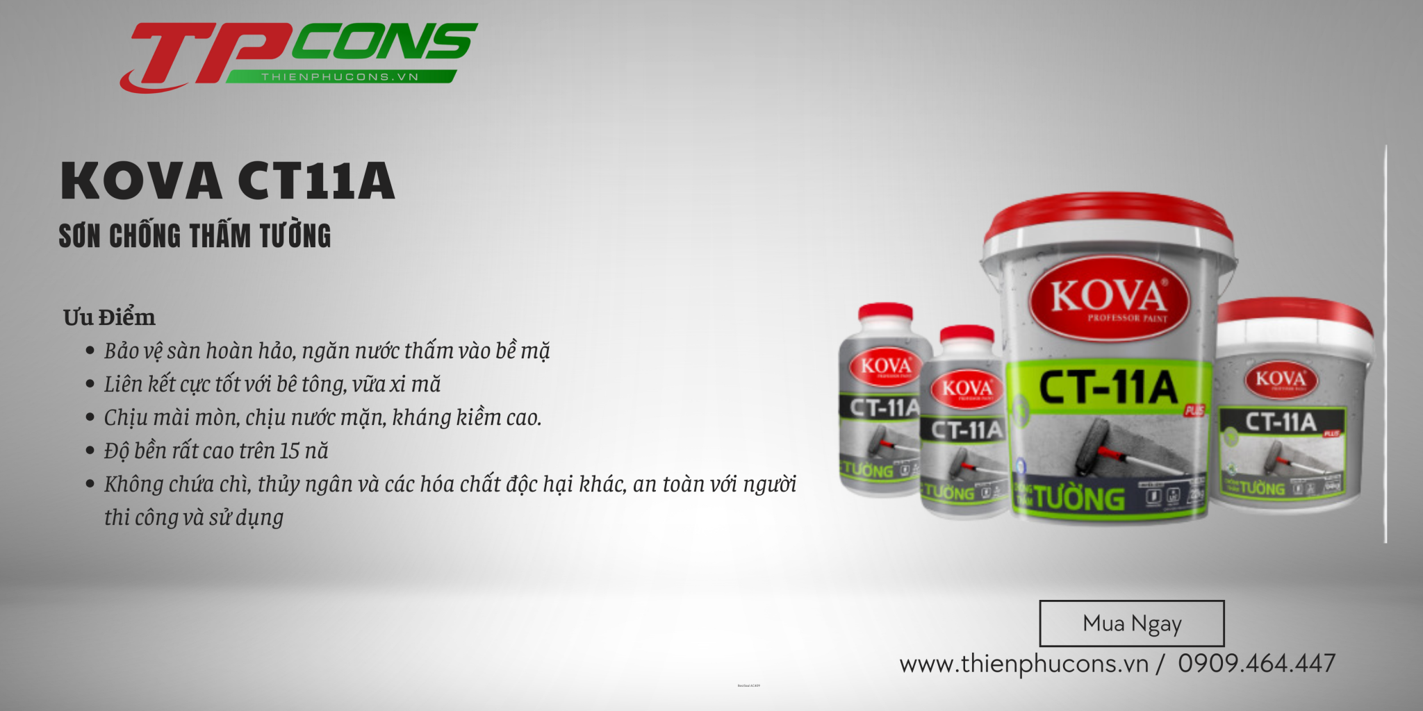SƠN CHỐNG THẤM TƯỜNG KOVA CT11A - Xây Dựng & Chống thấm Thiên Phú