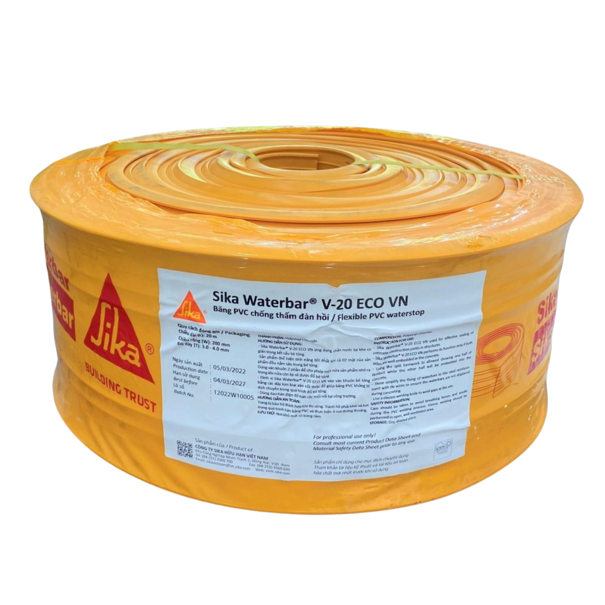 Sika Waterbar V20 ECO VN - Băng Cản Nước Đàn Hồi, Gốc PVC - Xây Dựng & Chống thấm Thiên Phú